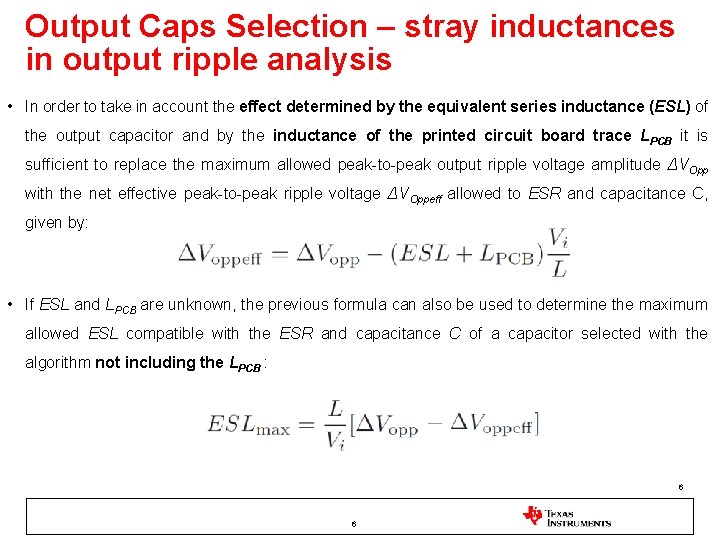 Reducing Ripple and Transient Response 1 Output Caps