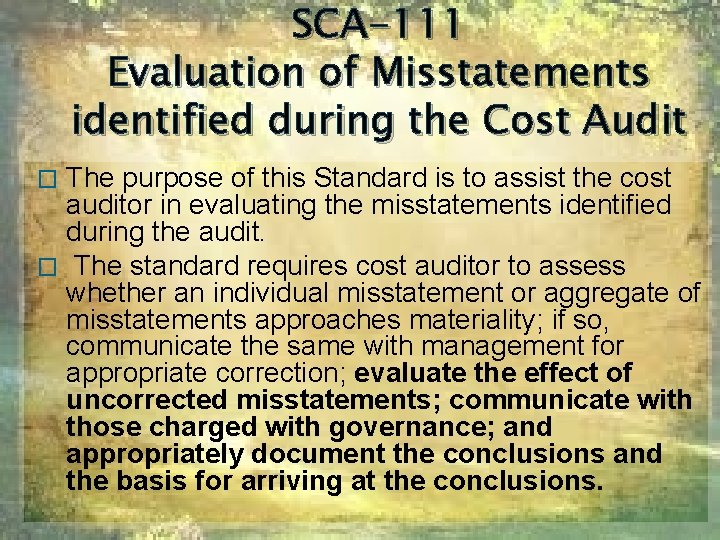Introduction of SCA 101 to 119 By cma