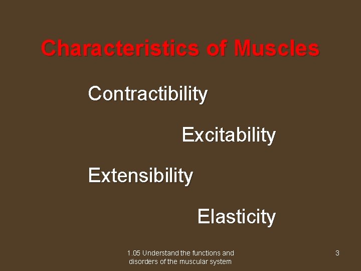 1 05 Understand the characteristics of the muscular