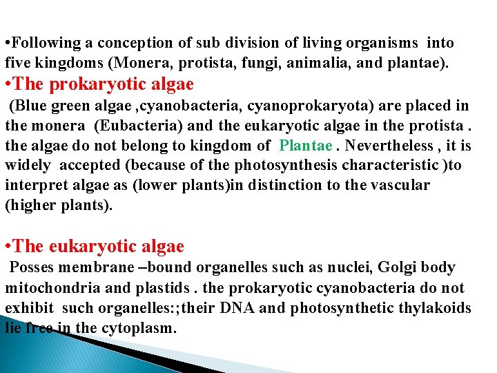 Algae An alga singular for algae is a