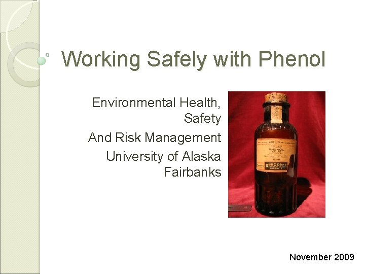 Working Safely with Phenol Environmental Health Safety And