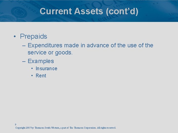 Chapter 3 Balance Sheet COPYRIGHT 2007 Thomson SouthWestern