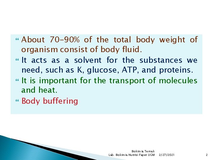 BODY FLUIDS Biokimia Ternak Lab Biokimia Nutrisi Fapet