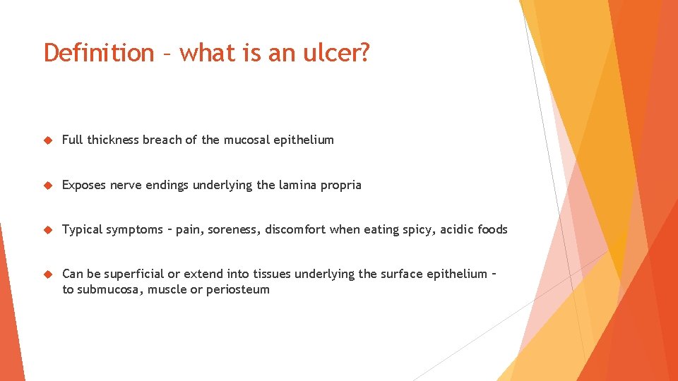 ORAL ULCERATION Definition what is an ulcer Full