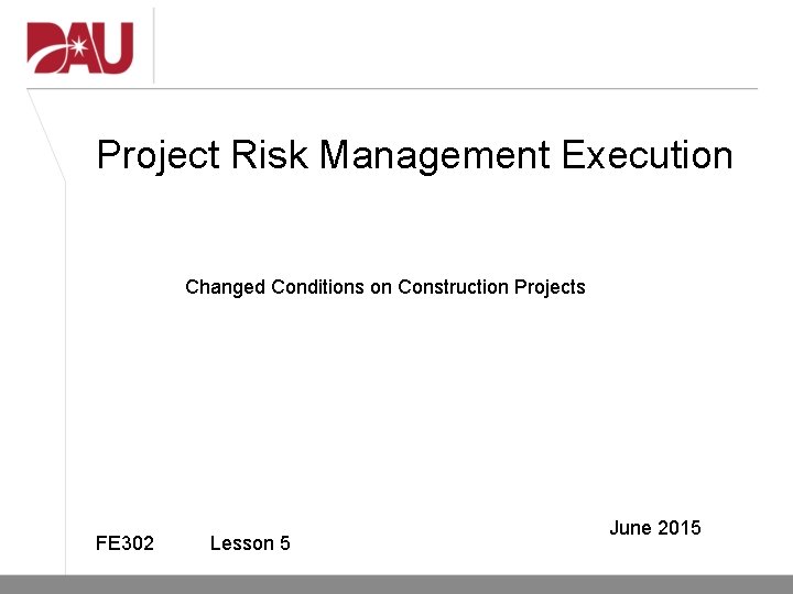 Project Risk Management Execution Changed Conditions on Construction