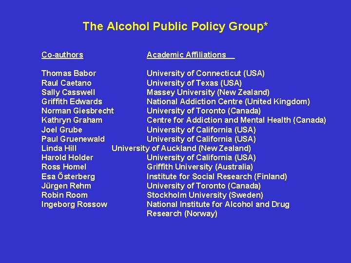 Alcohol No Ordinary Commodity Part I Establishing the