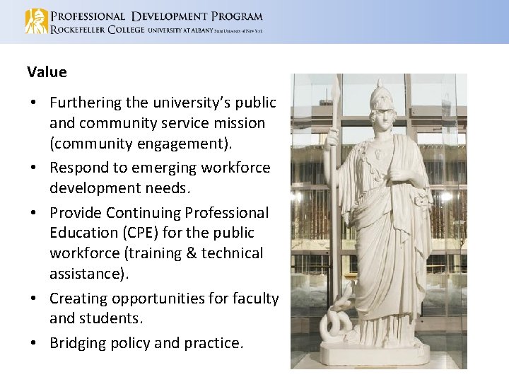 Professional Development Program Rockefeller College University at Albany