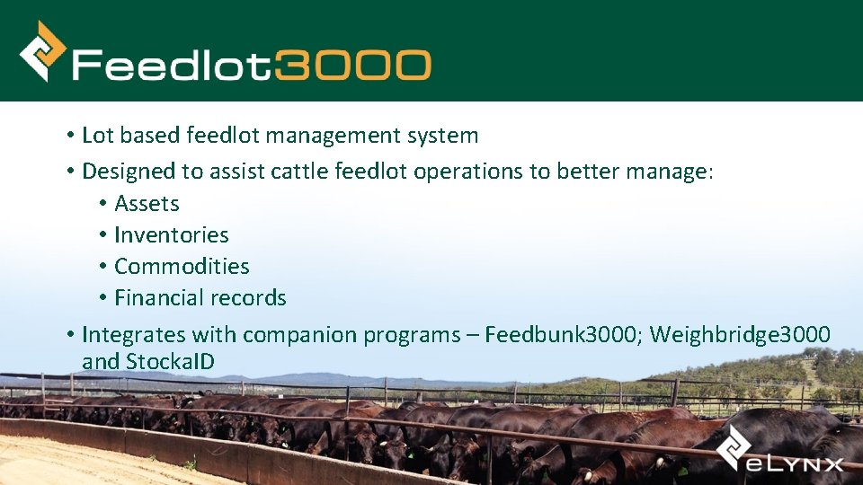 Intensive Livestock Production Apps FY 3000 Suite Lot