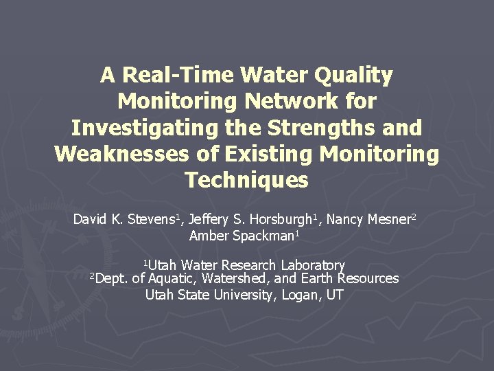 A RealTime Water Quality Monitoring Network for Investigating