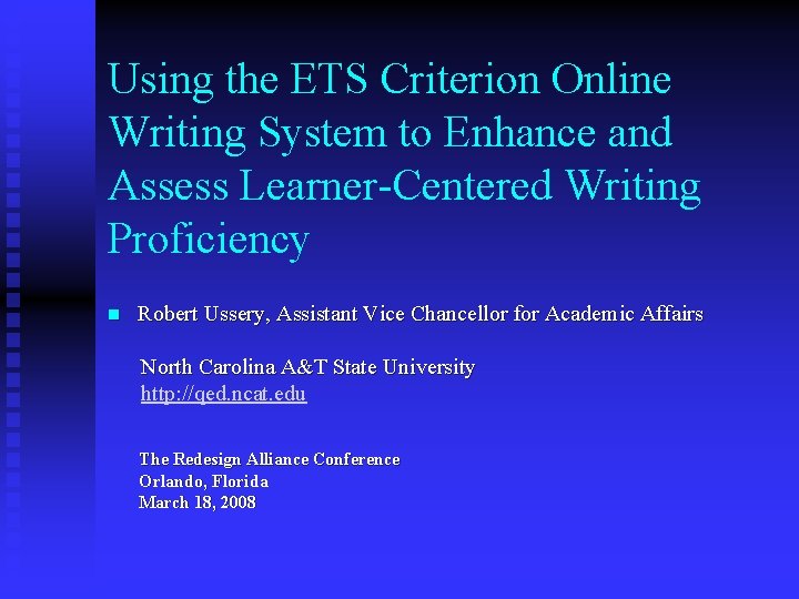 Using the ETS Criterion Online Writing System to