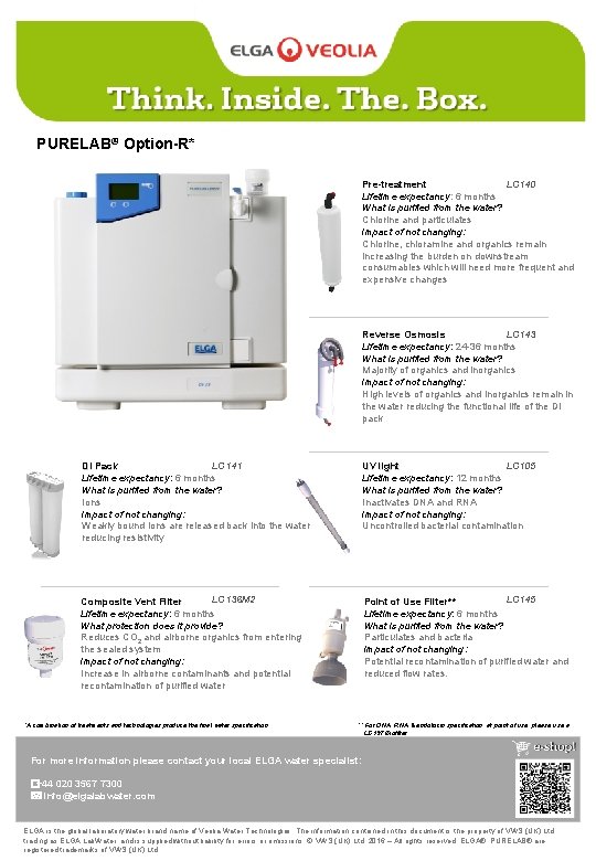 PURELAB OptionR Pretreatment LC 140 Lifetime expectancy 6