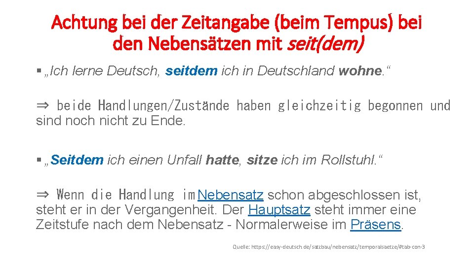 Temporale Nebenstze mit nachdem bevor seitdem whrend bis