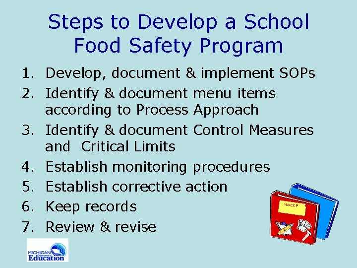 Blueprint for Developing a School Food Safety Program