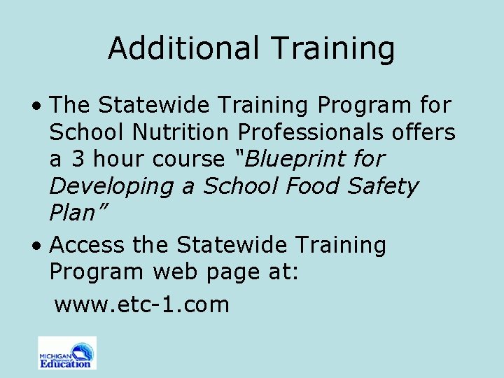 Blueprint for Developing a School Food Safety Program