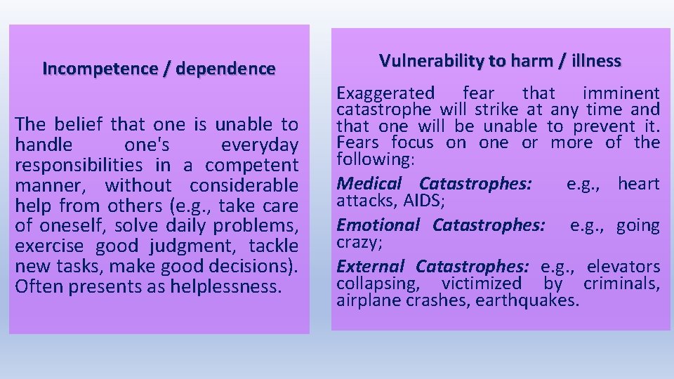 Emotional deprivation The expectation that ones desire for