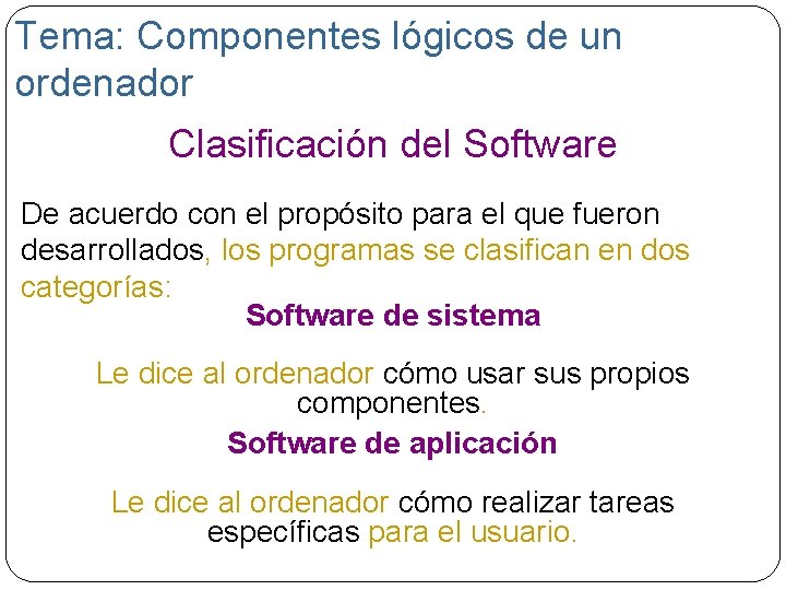 software Tema Componentes lgicos de un ordenador Recordando