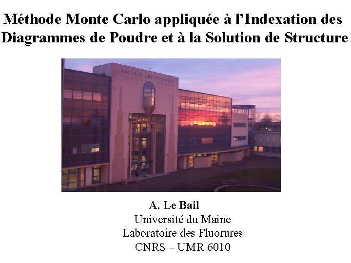 Mthode Monte Carlo applique lIndexation des Diagrammes de