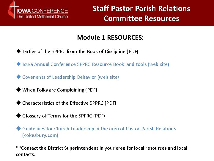Staff Pastor Parish Relations Committee Resources Module 1