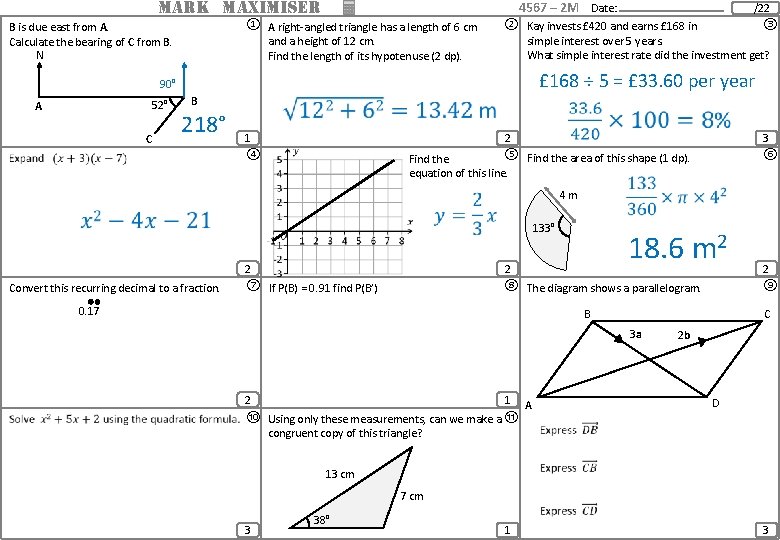 MARK MAXIMISER B is due east from A