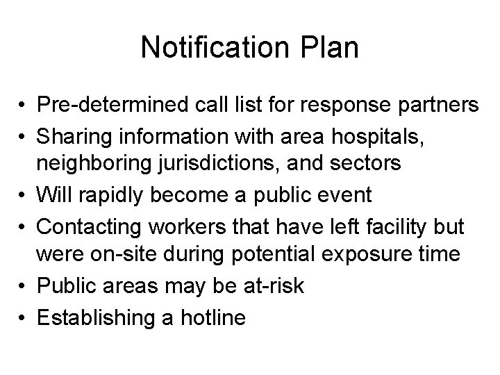 Biohazard Detection System BDS Response Planning in New