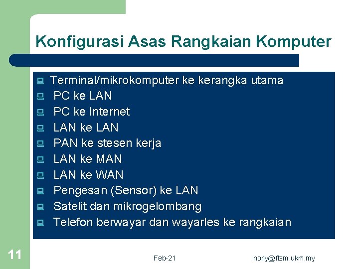 Pengenalan Kepada Rangkaian Komputer dan Komunikasi Data Objektif
