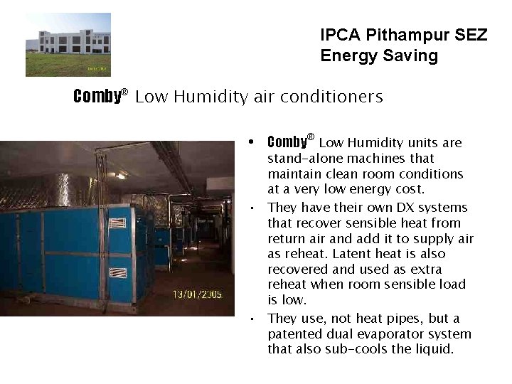 Low Energy HVAC Systems Installed in IPCA Plant