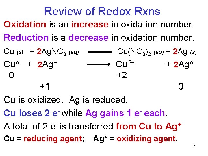 Electrochemistry Part I Redox Review How to Balance