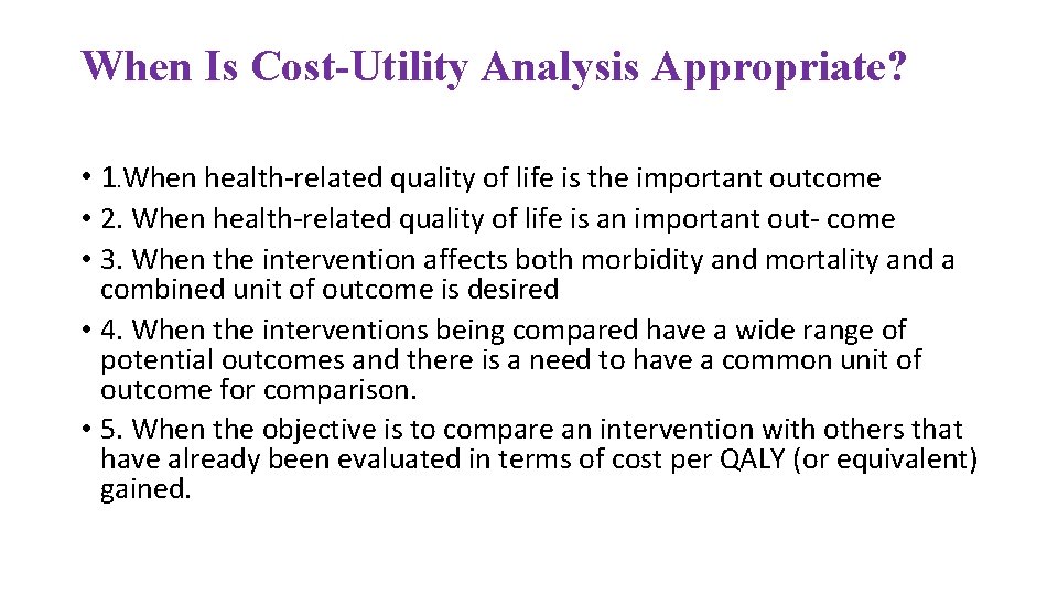 Cost utility analysis Part I Lec Dr Abeer