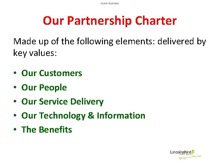 Serco Business Working in Partnership With Working in