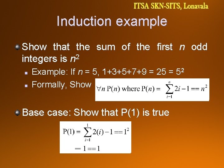 Mathematical Induction Information Technology Department SKNSITS ...