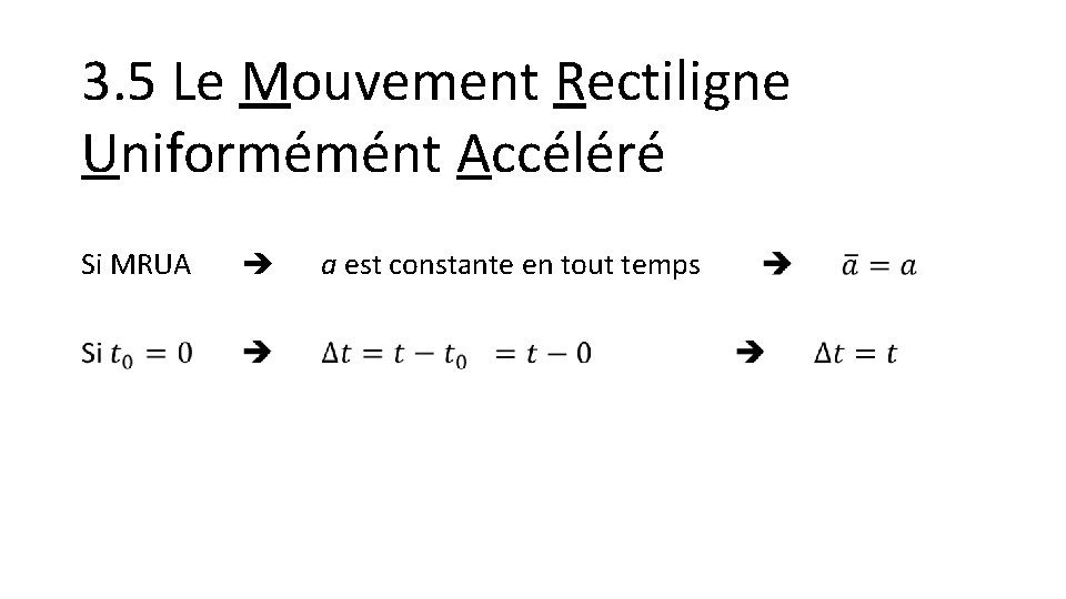 Chapitre 3 Le mouvement rectiligne cinmatique une dimension