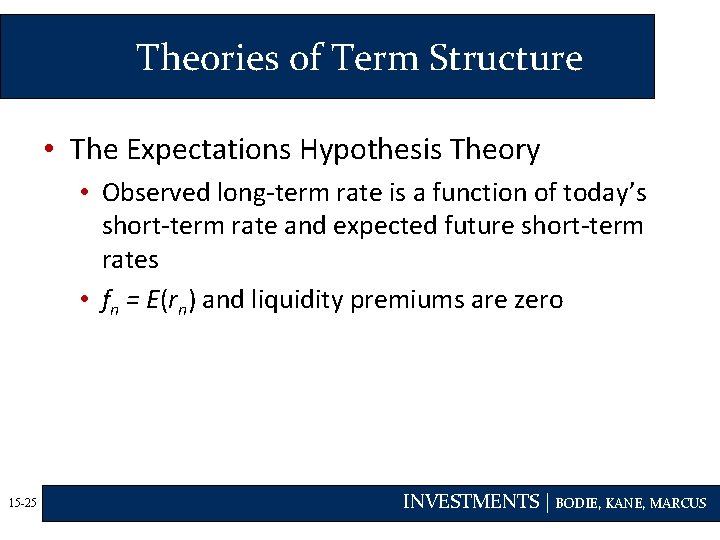 Chapter Fifteen The Term Structure of Interest Rates