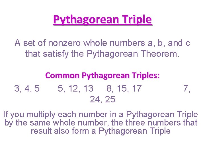 Section 7 2 The Pythagorean theorem Its converse