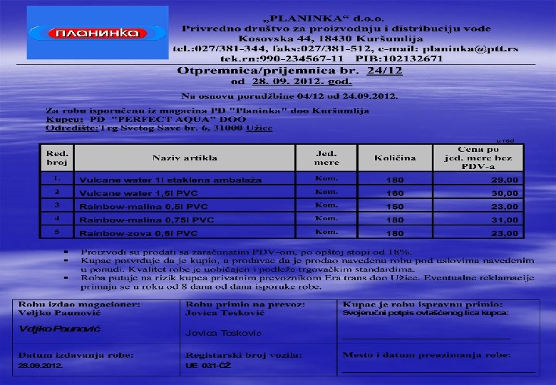 OTPREMNICAPRIJEMNICA OTPREMNICA Otpremnica je materijalni dokument koji ...