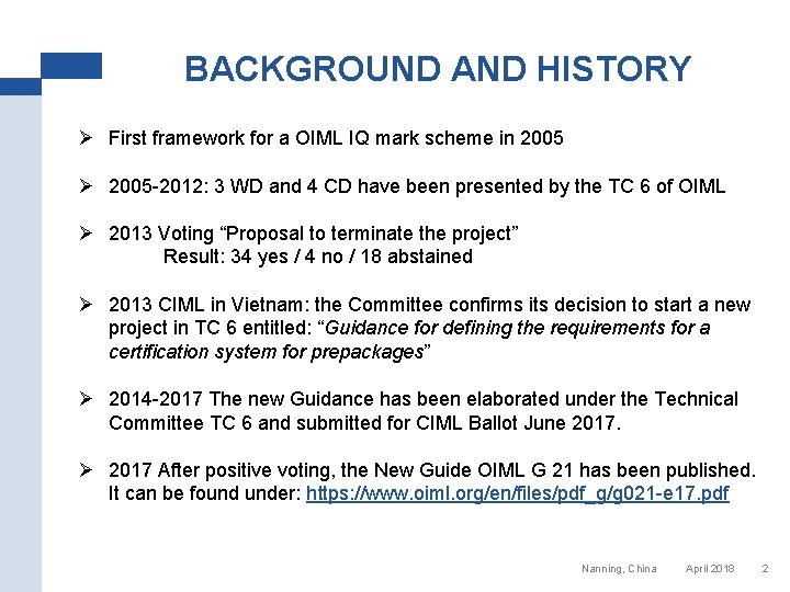 Certification system for prepackages Based on OIML Guide