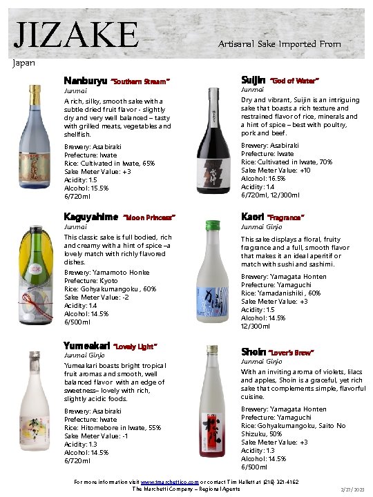 JIZAKE Artisanal Sake Imported From Japan Nanburyu Southern