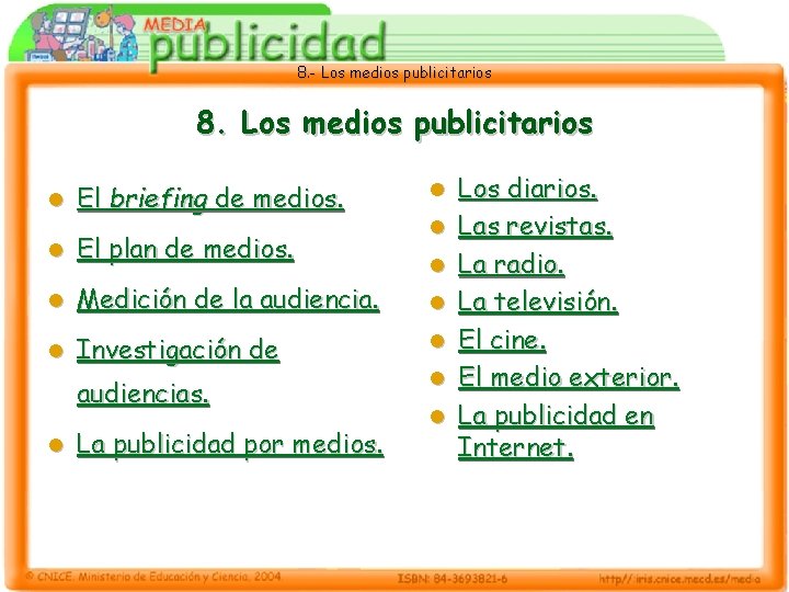Tema 8 Los medios publicitarios 8 Los medios