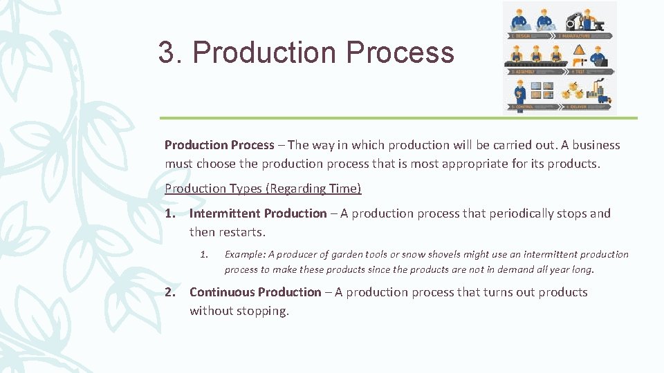 Understand productions role and function in business to