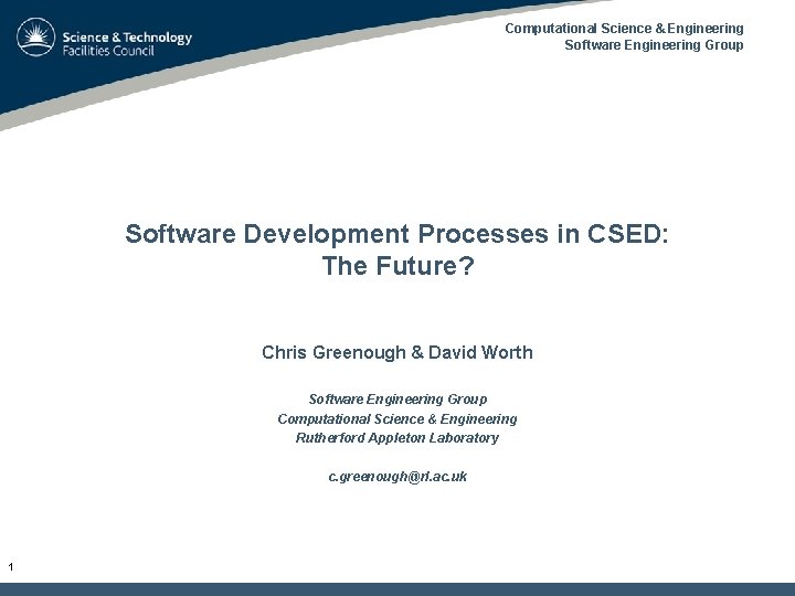 Computational Science Engineering Software Engineering Group Software ...