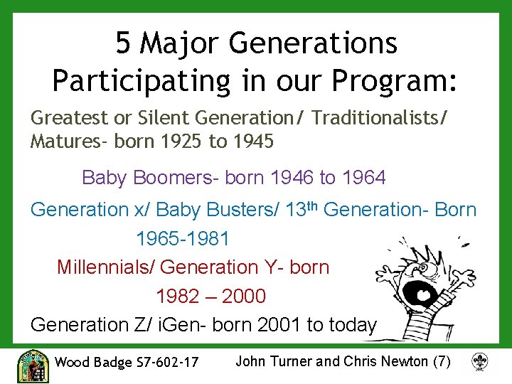 Generations In Scouting By John Turner and Chris