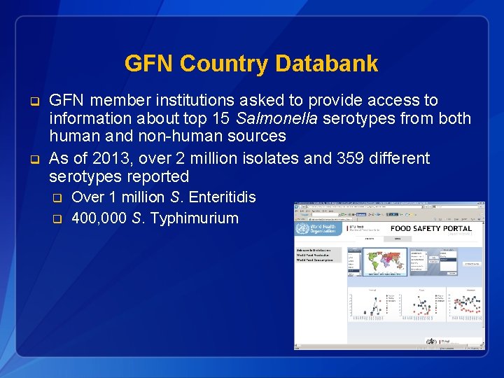 Global Foodborne Infections Network GFN Building capacity to