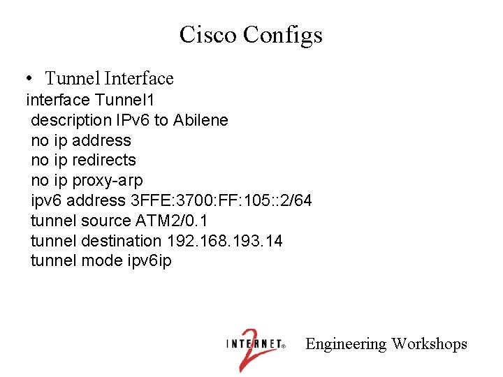 Router Configuration Engineering Workshops Cisco Router Configuration Rule