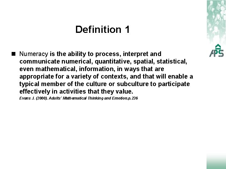 Mathematical Literacy But first some pictures Do you