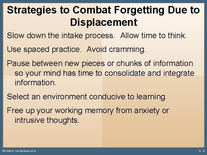 Module 6 Boosting your memory and Preparing for