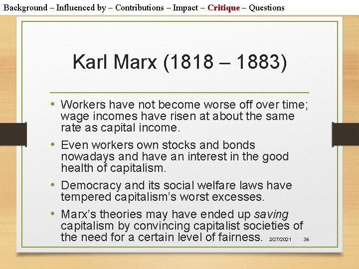 History of Economic Thought Karl Marx 1818 1883