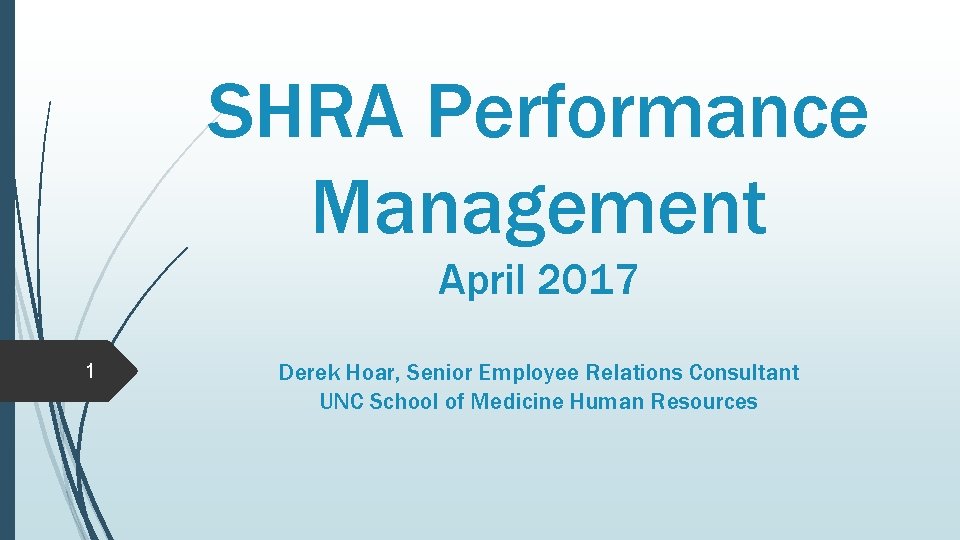 SHRA Performance Management April 2017 1 Derek Hoar