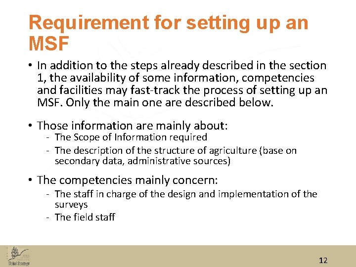 MASTER SAMPLING FRAMEMSF FOR AGRICULTURAL STATISTICS Module 1
