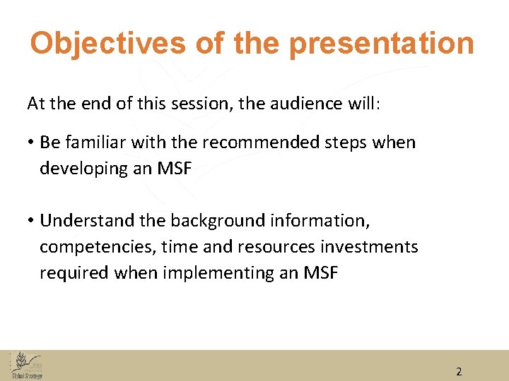 MASTER SAMPLING FRAMEMSF FOR AGRICULTURAL STATISTICS Module 1