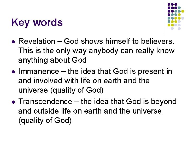 Revelation Introduction Special and General revelation Objectives l