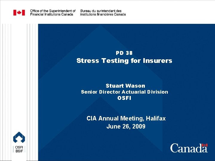 PD 38 Stress Testing for Insurers Stuart Wason